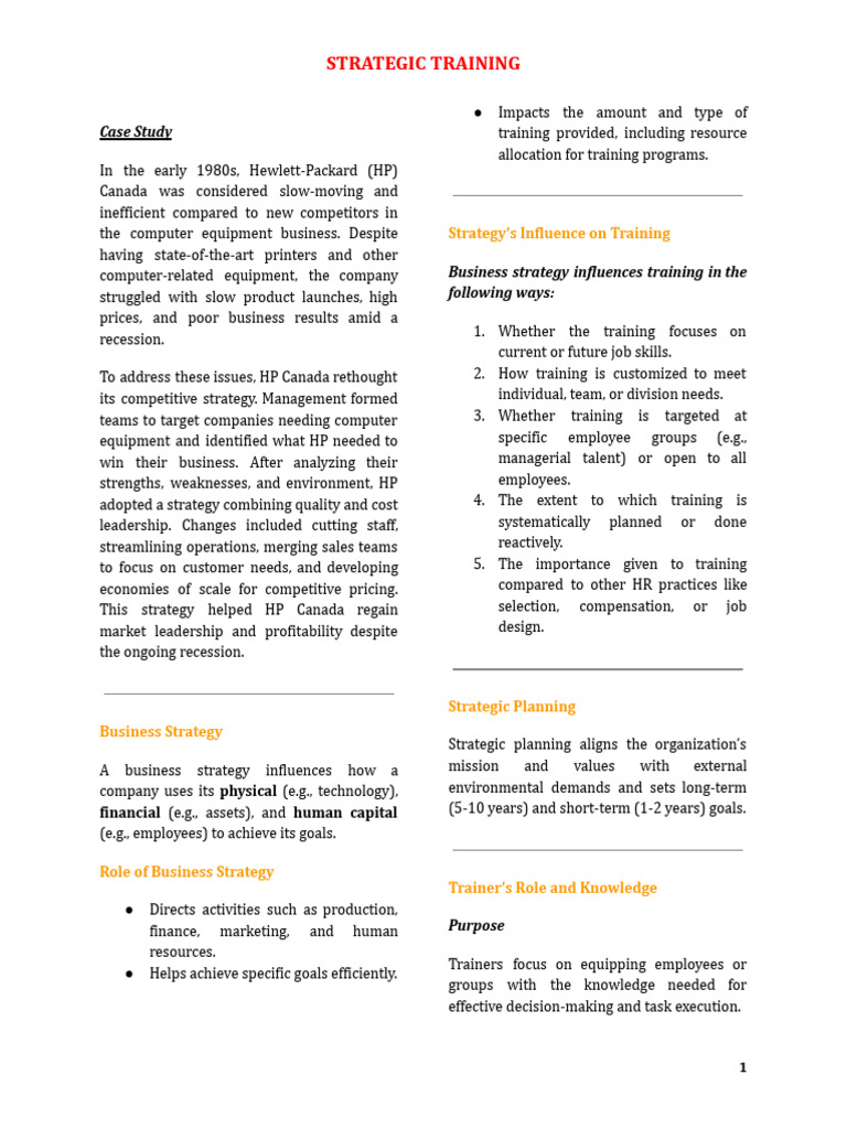 STRATEGIC-TRAINING-1 (1) | PDF | Strategic Management | Performance Indicator