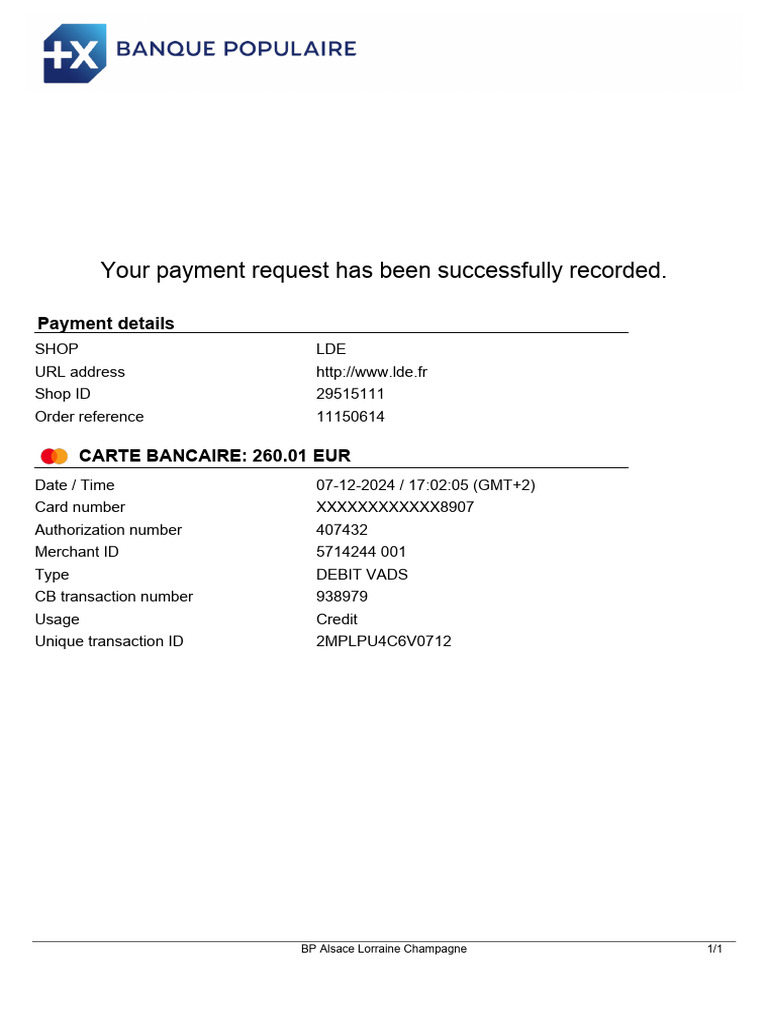 Payment Confirmation Notice | PDF
