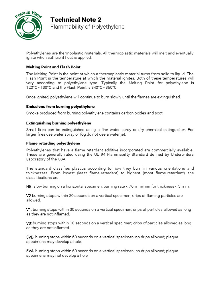 Flammability and Burning of Polyethylene | PDF | Combustion ...