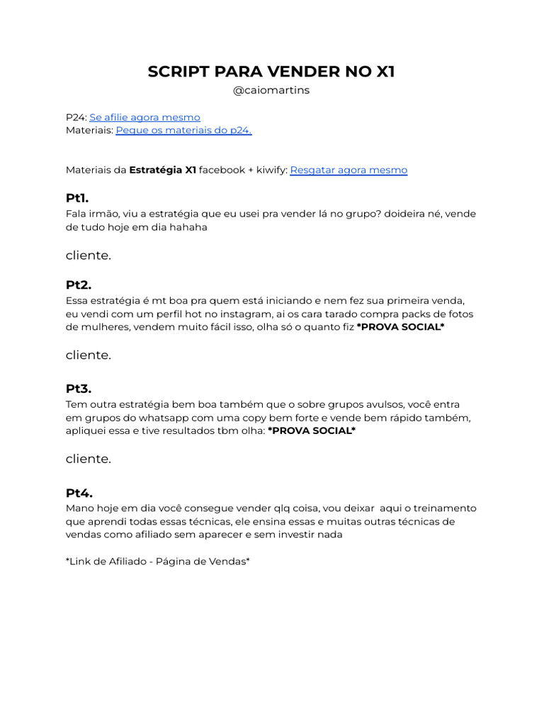 Script para Vender No x1 | PDF
