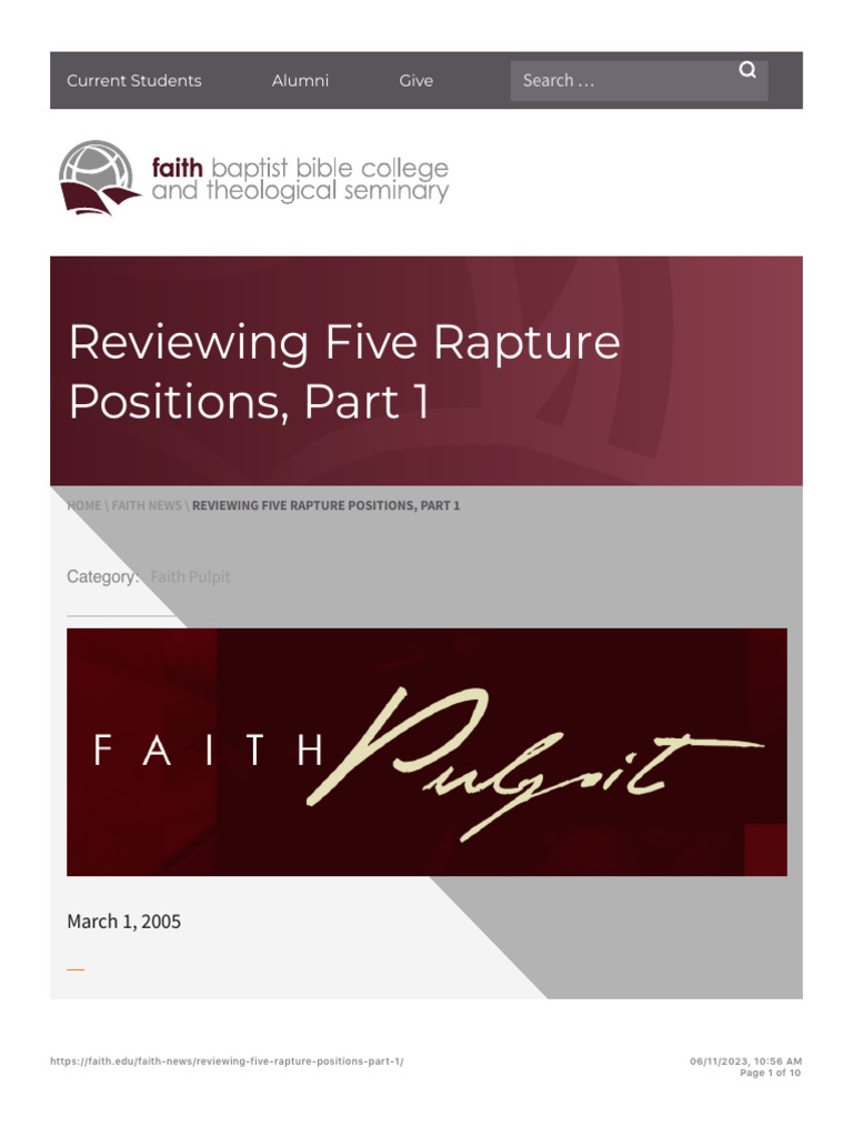 Five Rapture Views Explained | PDF | Rapture | Great Tribulation
