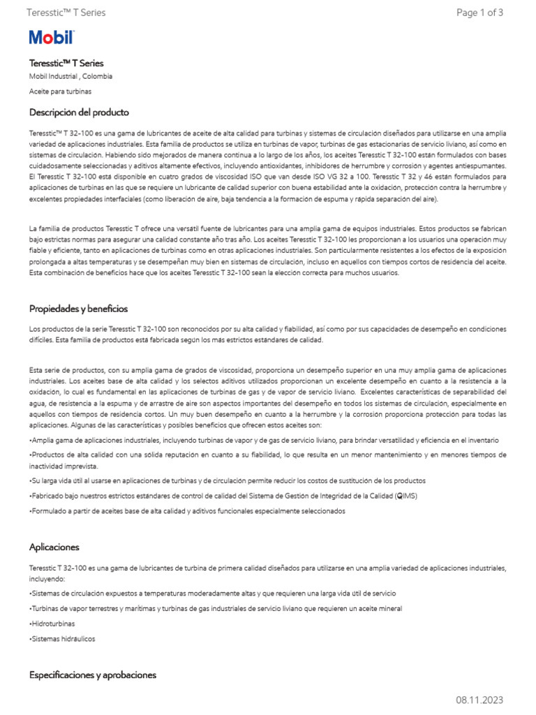GL XX Teresstic T Series | PDF | Lubricante | Petróleo