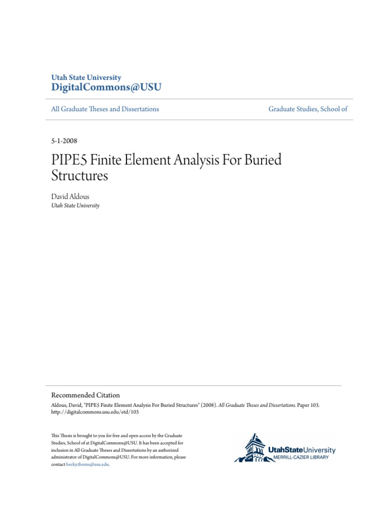 PIPE5 Finite Element Analysis For Buried Structures | PDF | Matrix (Mathematics) | Young's Modulus