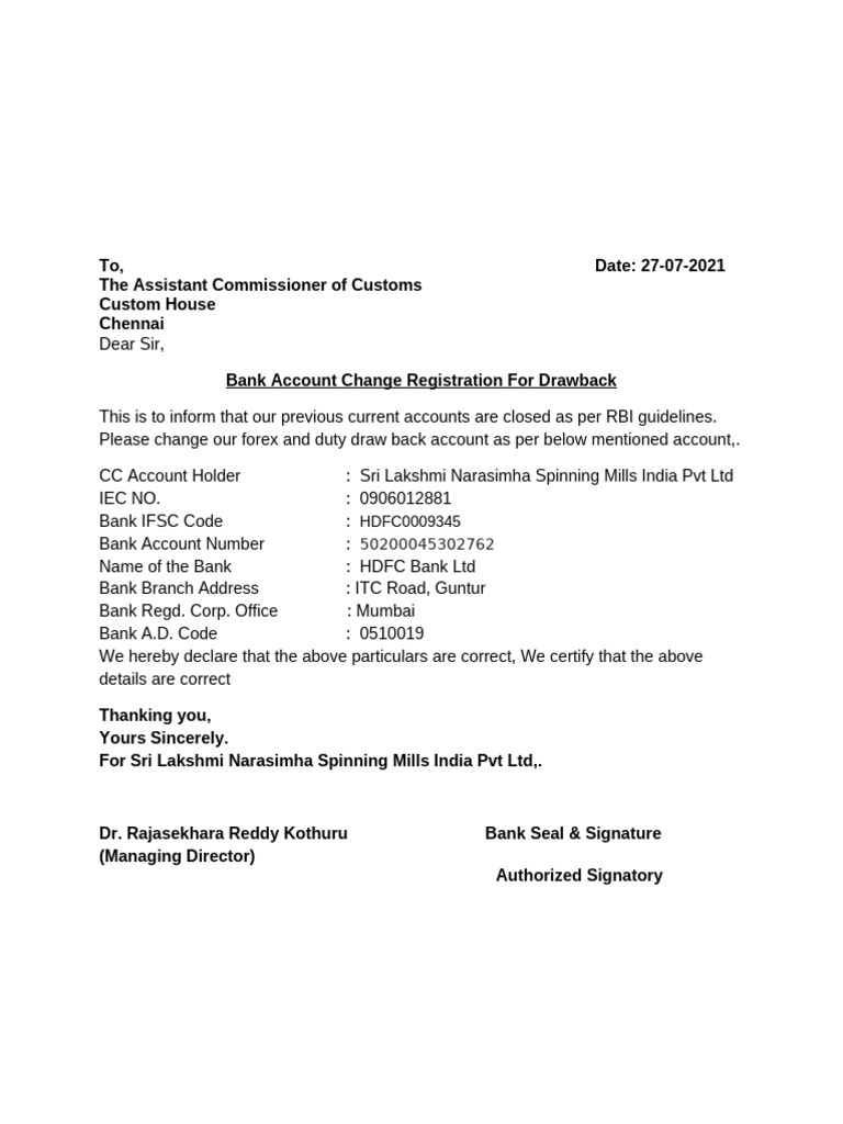 Drawback Letter.pdf | PDF