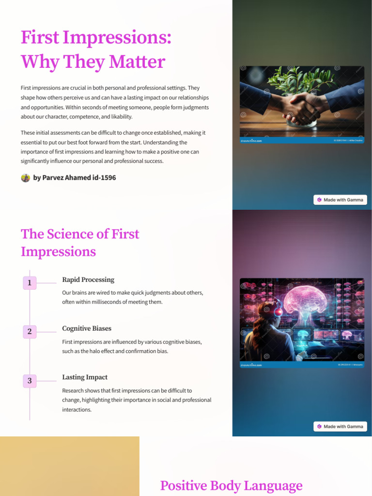 Mastering First Impressions Guide | PDF | Body Language | Nonverbal ...