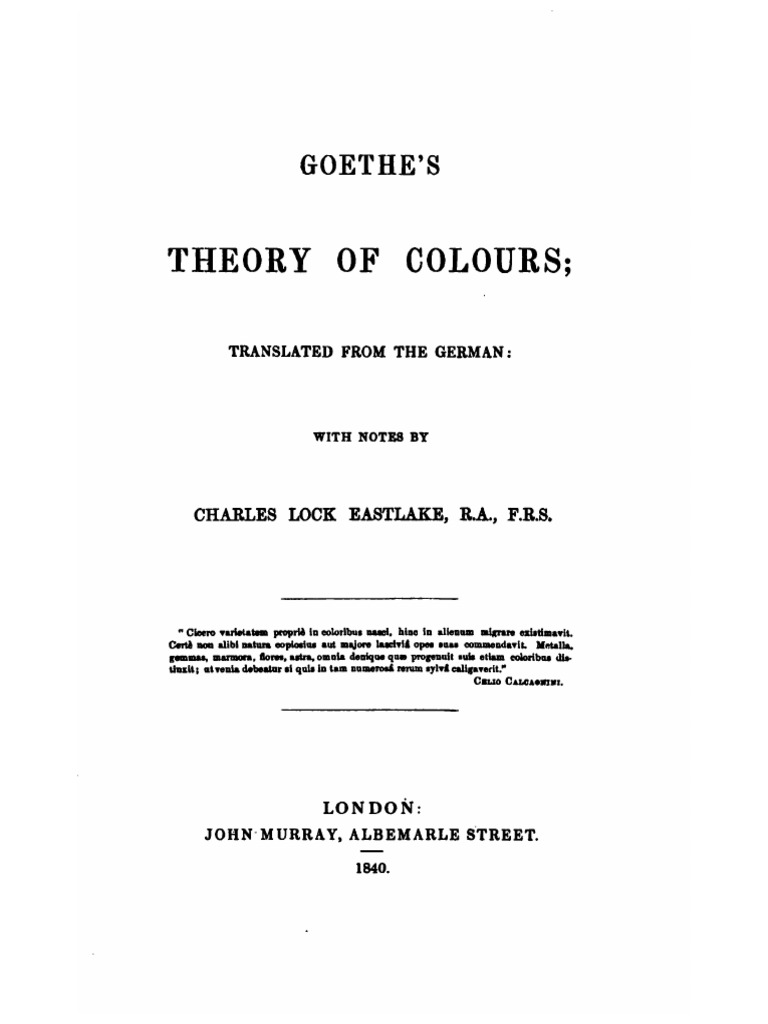 Goethe Theory of Colours | PDF