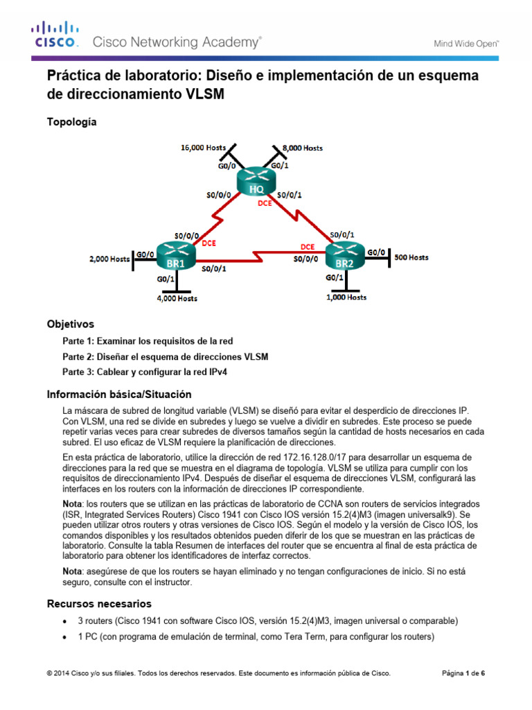 9.2.1.4 Lab - Designing and Implementing A VLSM Addressing | PDF | Dirección IP | Enrutador ...