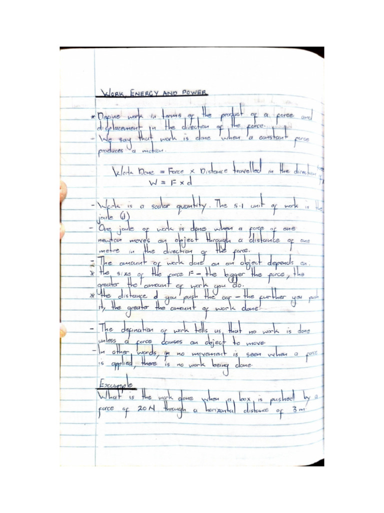 AS Level 9702 Notes - Chapter 5 - Work, Energy & Power | PDF