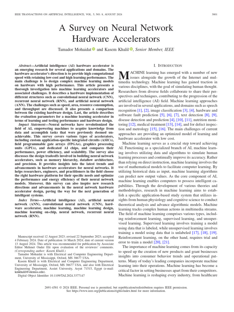 Asurveyonneuralnetworkhardwareaccelerators Pdf Deep Learning Field Programmable Gate