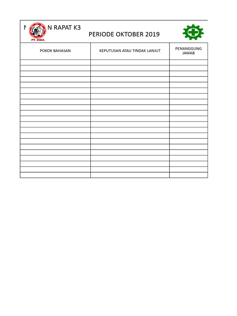 Notulen Rapat K3 | PDF