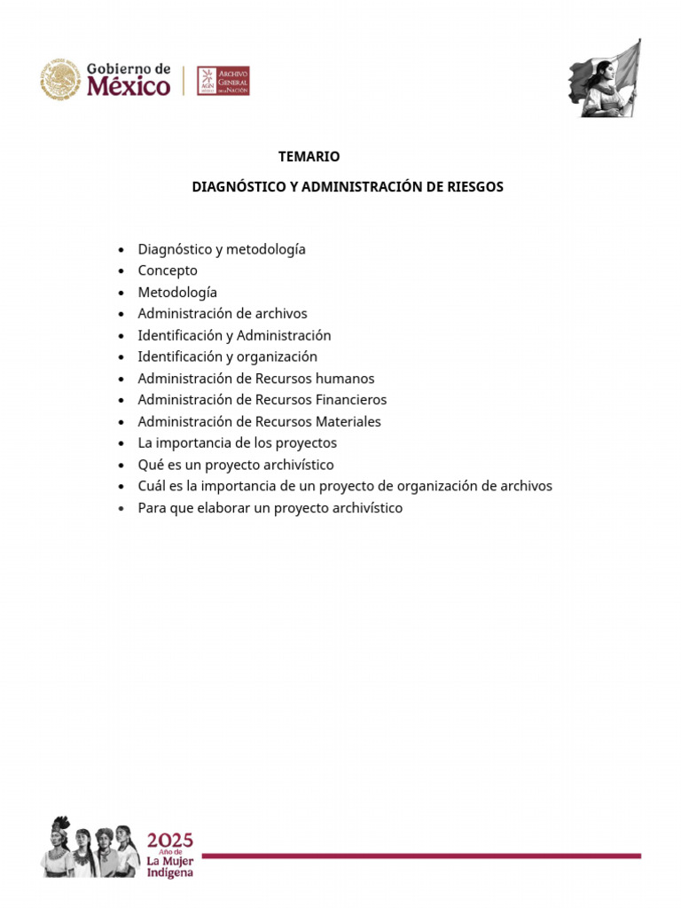 Temario de Diagn Stico y Administraci N de Riesgos | PDF