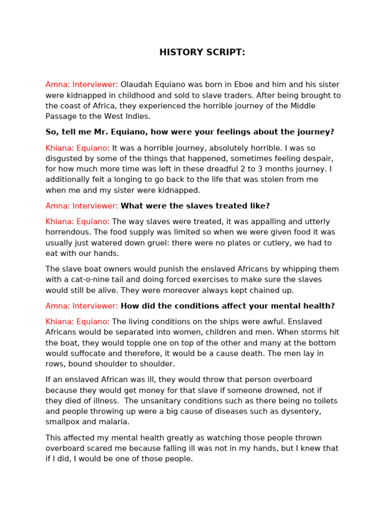 HISTORY SCRIPT | PDF | African Diaspora | Unfree Labour