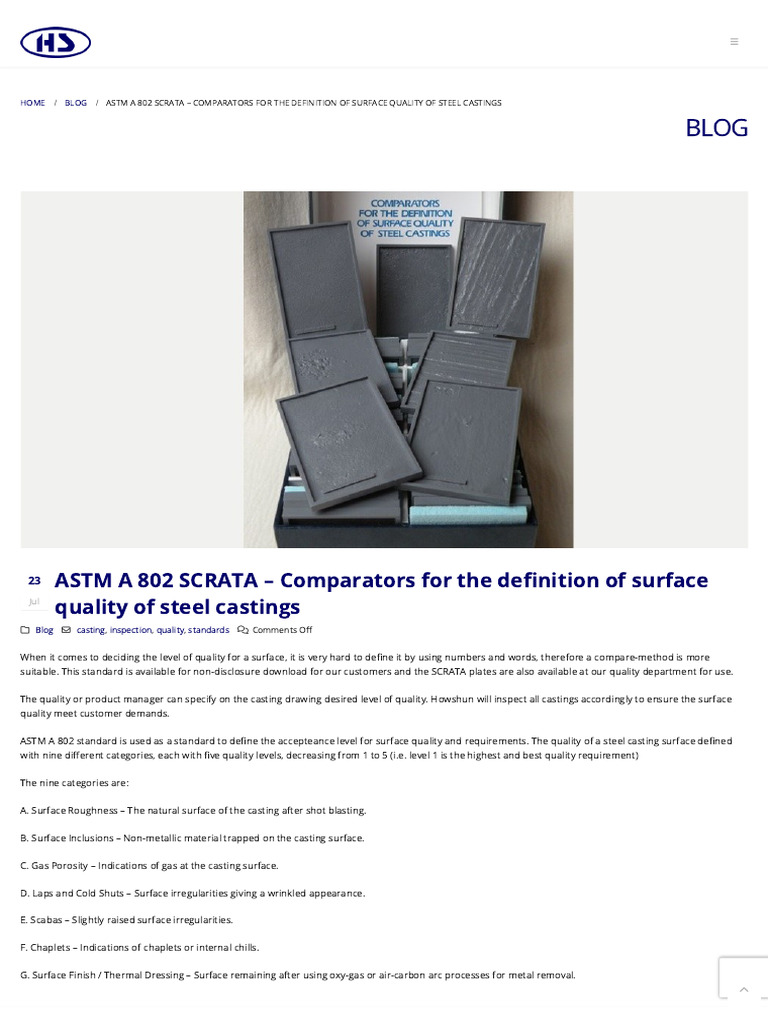 ASTM A 802 SCRATA - Comparators For The Definition of Surface Quality ...