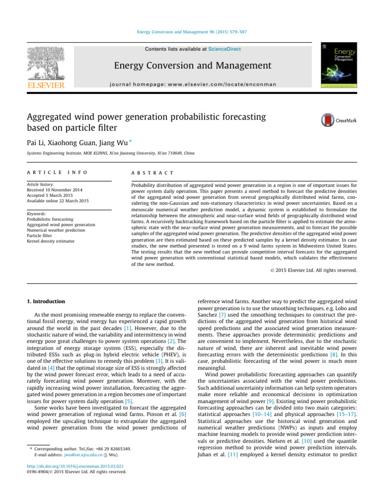 1-s2.0-S0196890415002319-main | PDF | Numerical Weather Prediction | Wind Power
