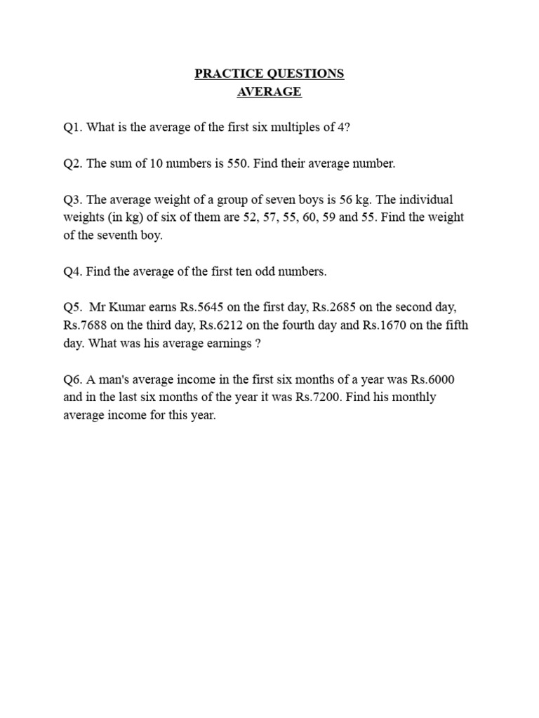 Average Extra Questions | PDF