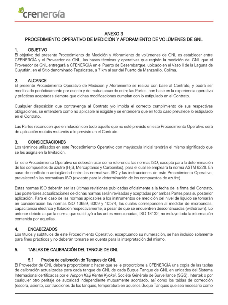 Anexo 3. Procedimiento Operativo de Medición VF | PDF | Gas natural licuado | Instrumentación