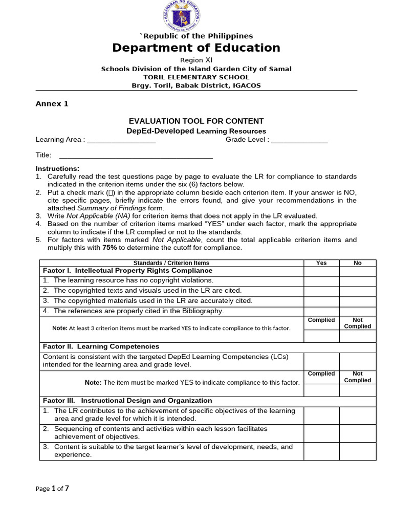 Content Evaluation Tool | PDF | Learning | Creativity