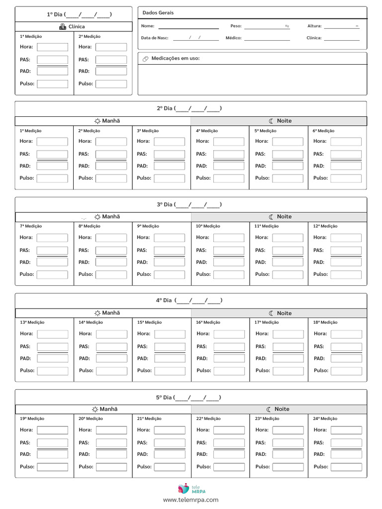 Modelo de Anotacoes Da Pressao Arterial para MRPA | PDF