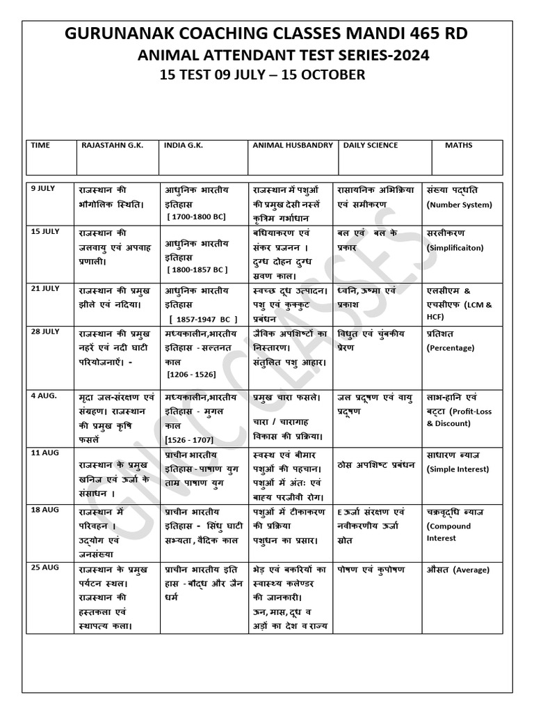 Schedule Animal Attendant | PDF