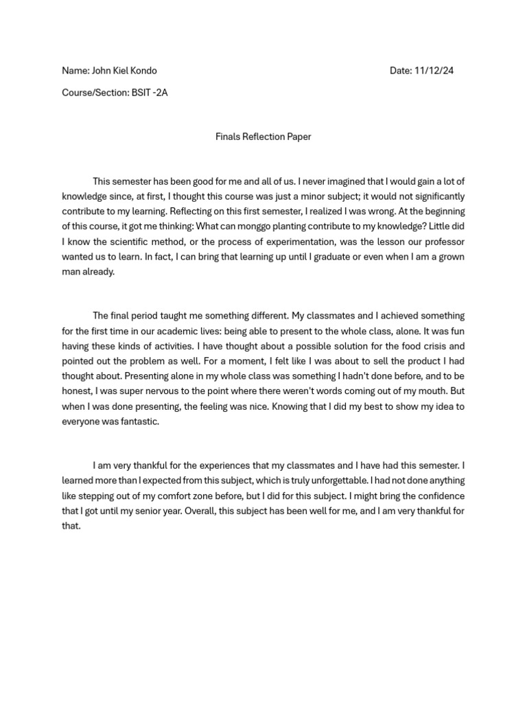 Kondo Reflection Finals | PDF