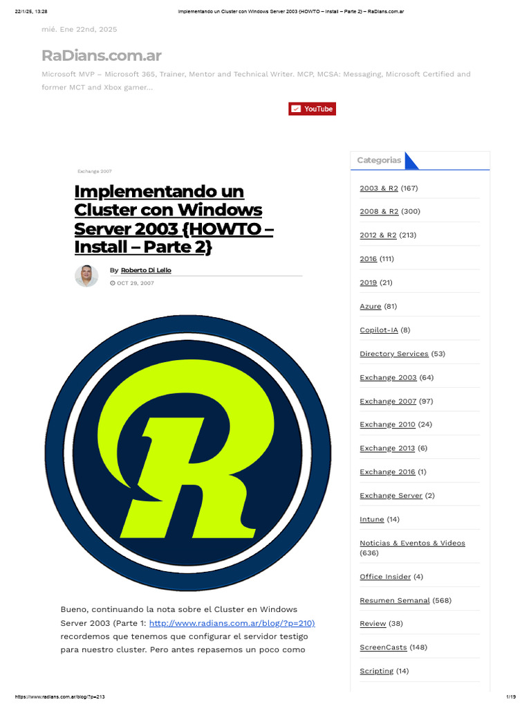 Implementando Un Cluster Con Windows Server 2003 (HOWTO - Install - Parte 2) - RaDians - Com.ar ...