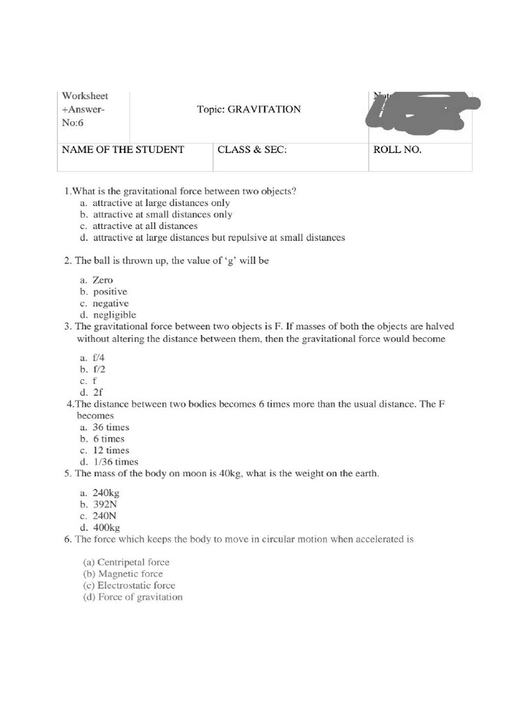 physics worksheet | PDF