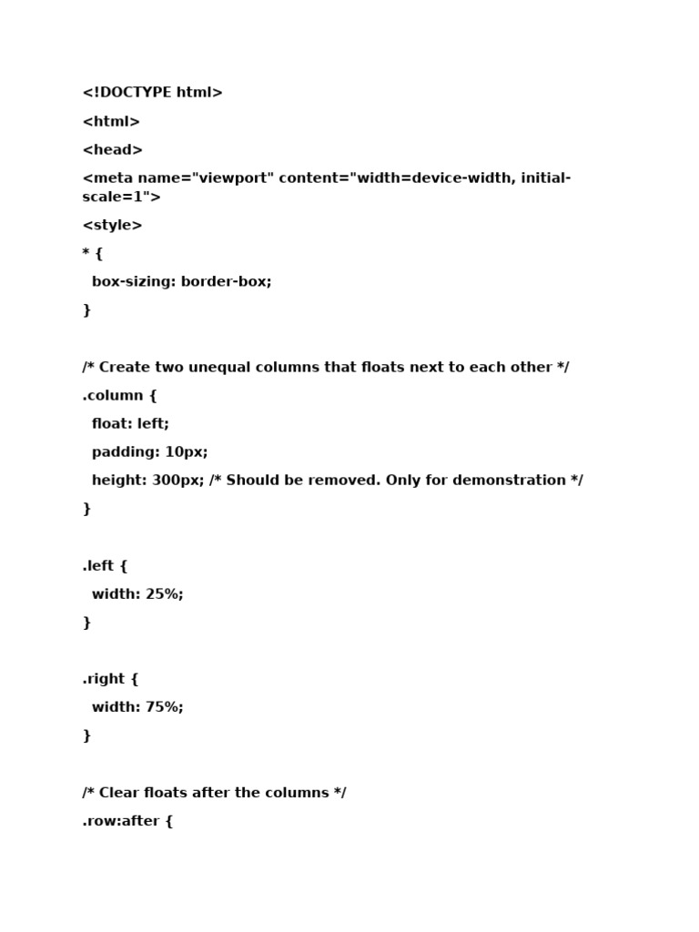 CSS Layout: Two Unequal Columns | PDF