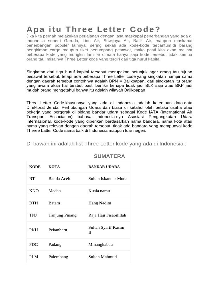 Three Letter Code | PDF