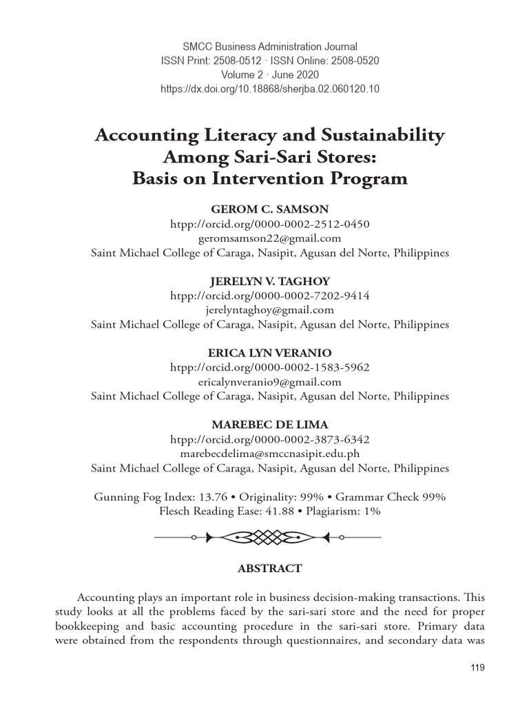 Accounting Literacy and Sustainability Among Sari-Sari Stores: Basis On Intervention Program ...
