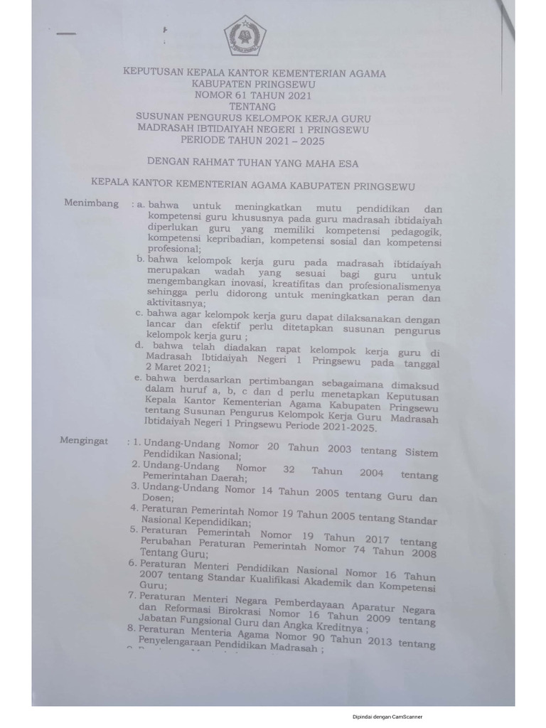 SK KKG Min 1 Pringsewu | PDF