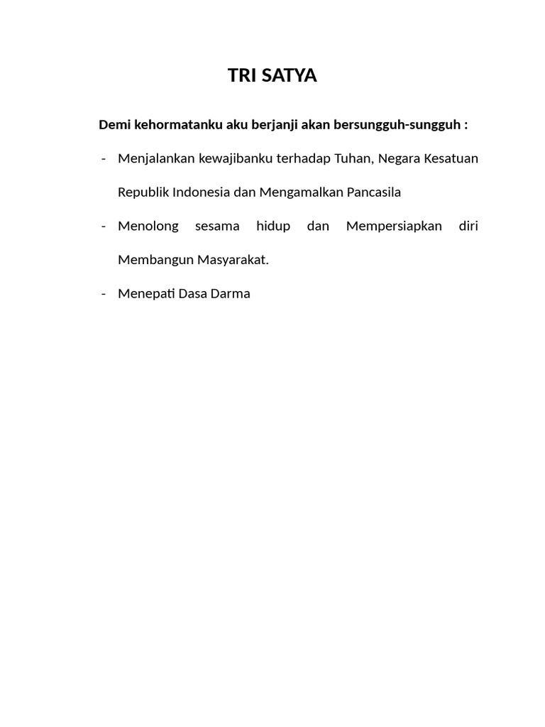 Tri Satya Pramuka Dan Dasa Darma Pramuka | PDF