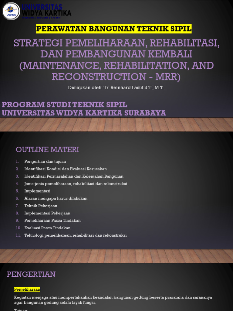 Minggu 3 - Strategi Pemeliharaan, Rehabilitasi, dan Pembangunan Kembali (Maintenance ...