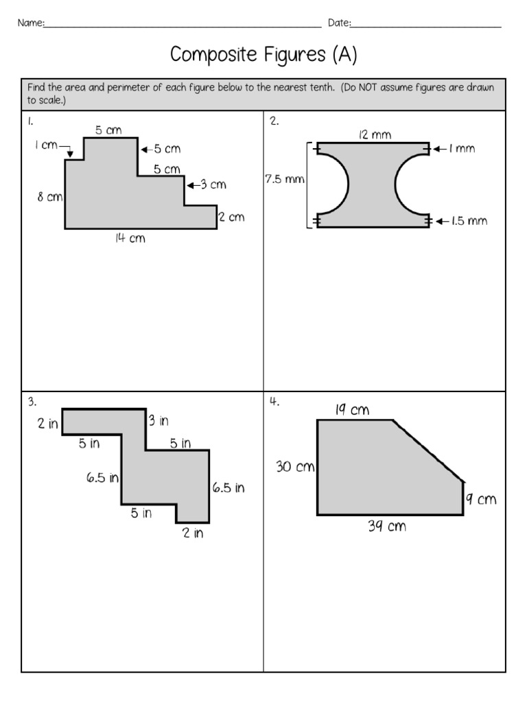 Area Perimeterof Composite Figures Worksheet | PDF