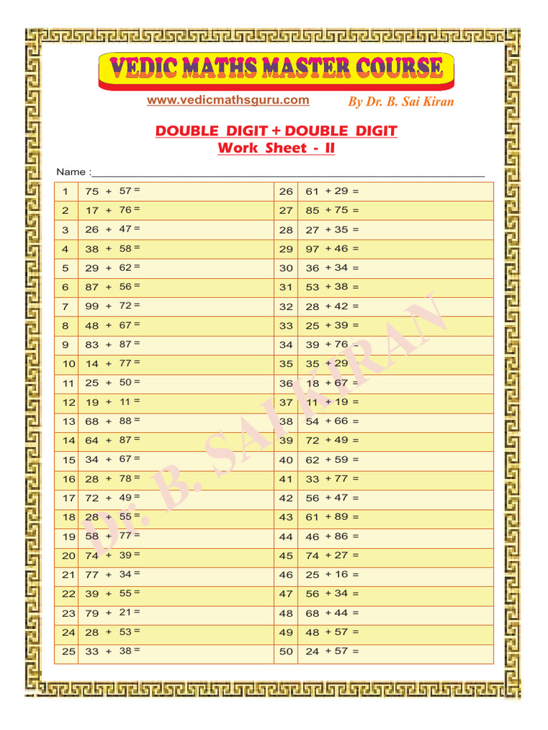 Double Digit Addition Worksheet II | PDF