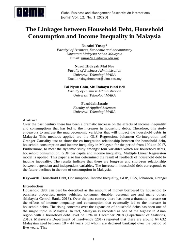 The Linkages Between Household Debt, Household | PDF | Cost Of Living ...