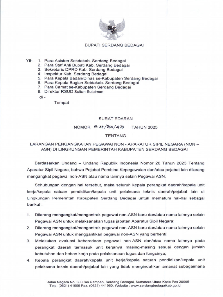 Larangan Pengangkatan Non ASN | PDF