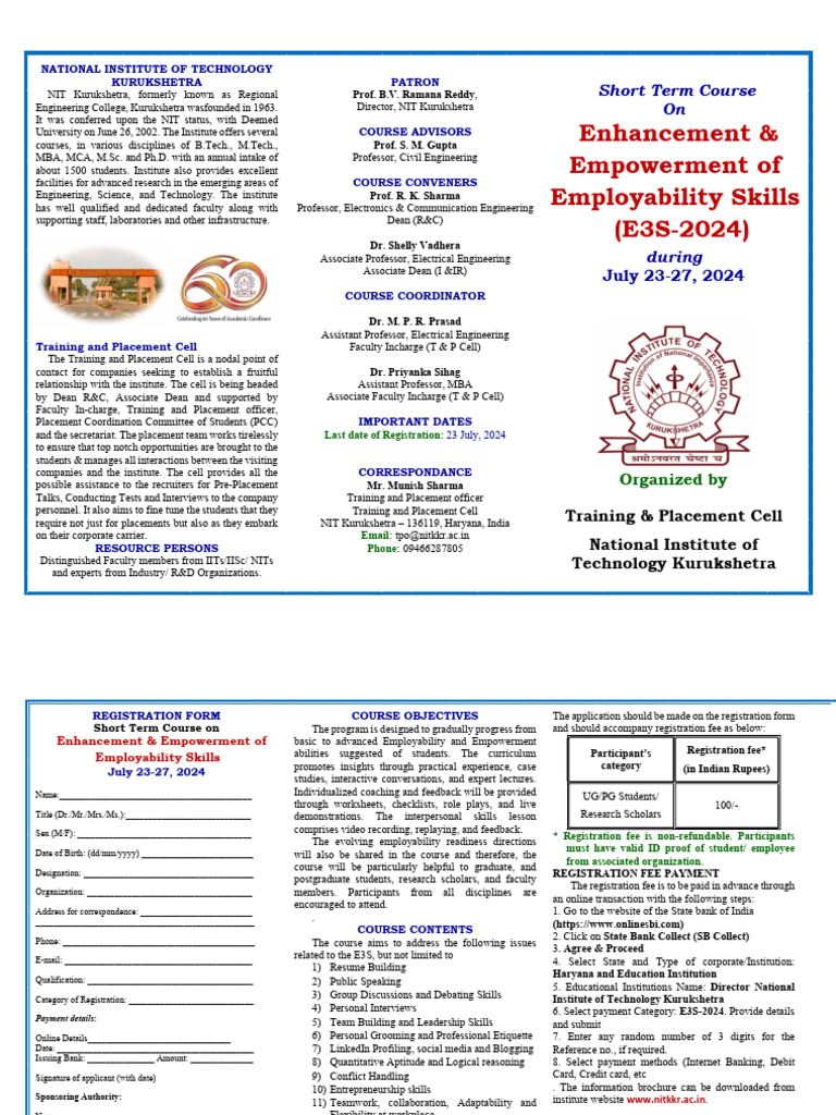 Information Brochure STC E3S - 2024 | PDF | Payments