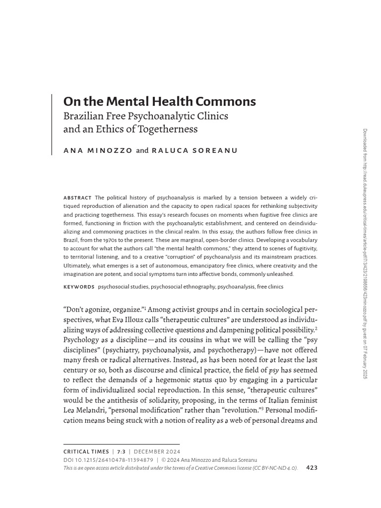 On The Mental Health Commons | PDF | Psychoanalysis | Psychology
