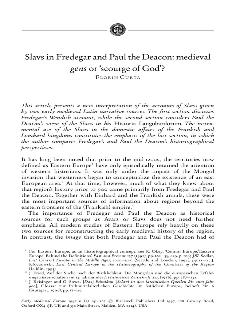 (6 2) (Early Medieval Europe) Florin Curta - Slavs in Fredegar and Paul ...