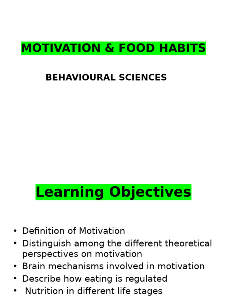 Motivation and Food Habits (1) 19 February 2025 | PDF | Motivation ...