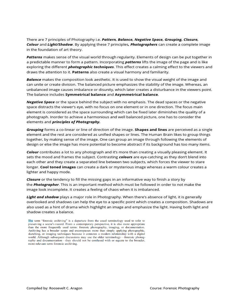 Handouts in Photography | PDF | Camera Lens | Camera