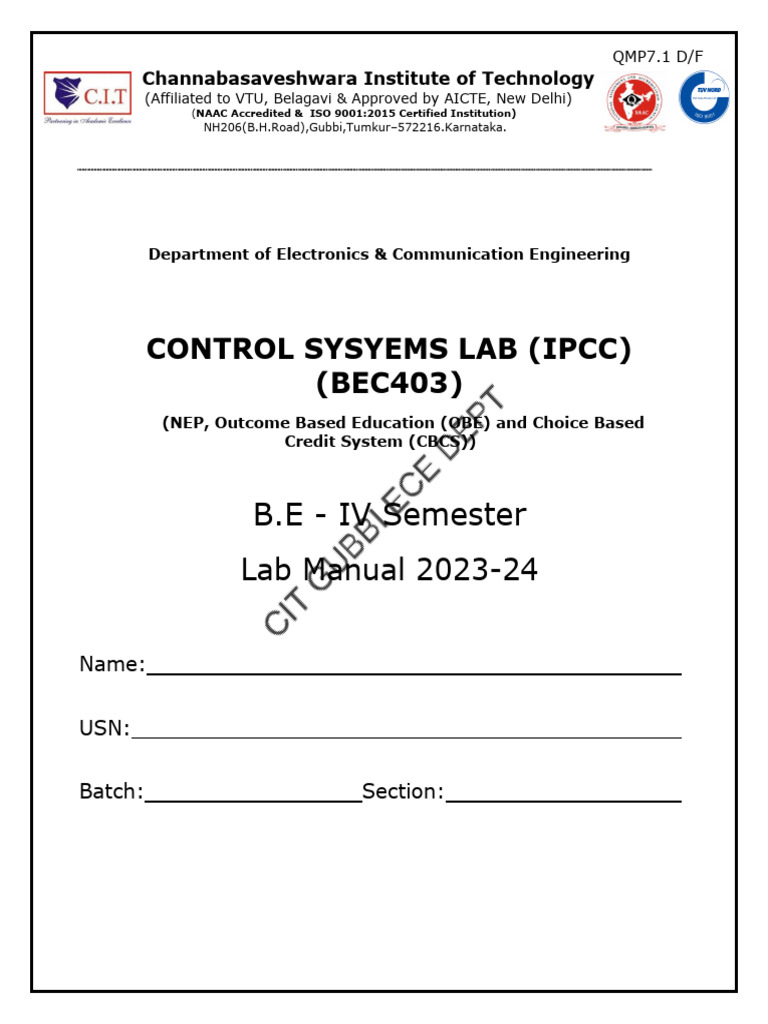 Control Systems Lab Manual BEC403IPCC AY 2023 24 Final 1 - Watermark 5 ...