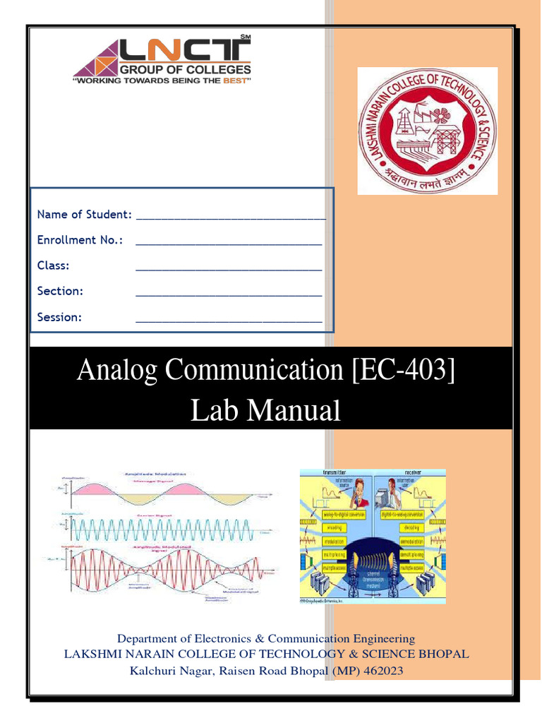 Lab Manuals EC 403 LNCTS Analog Comm | PDF | Frequency Modulation | Modulation