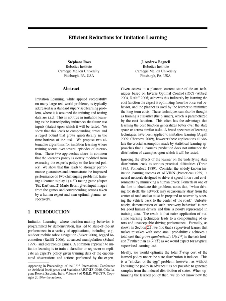 Imitation Learning for Robotics | PDF | Loss Function | Pi