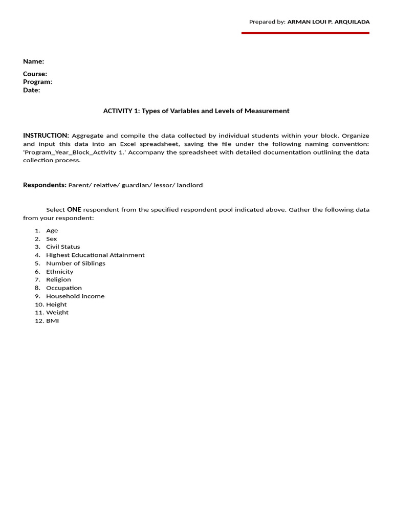 Types of Variables and Measurement Levels | PDF
