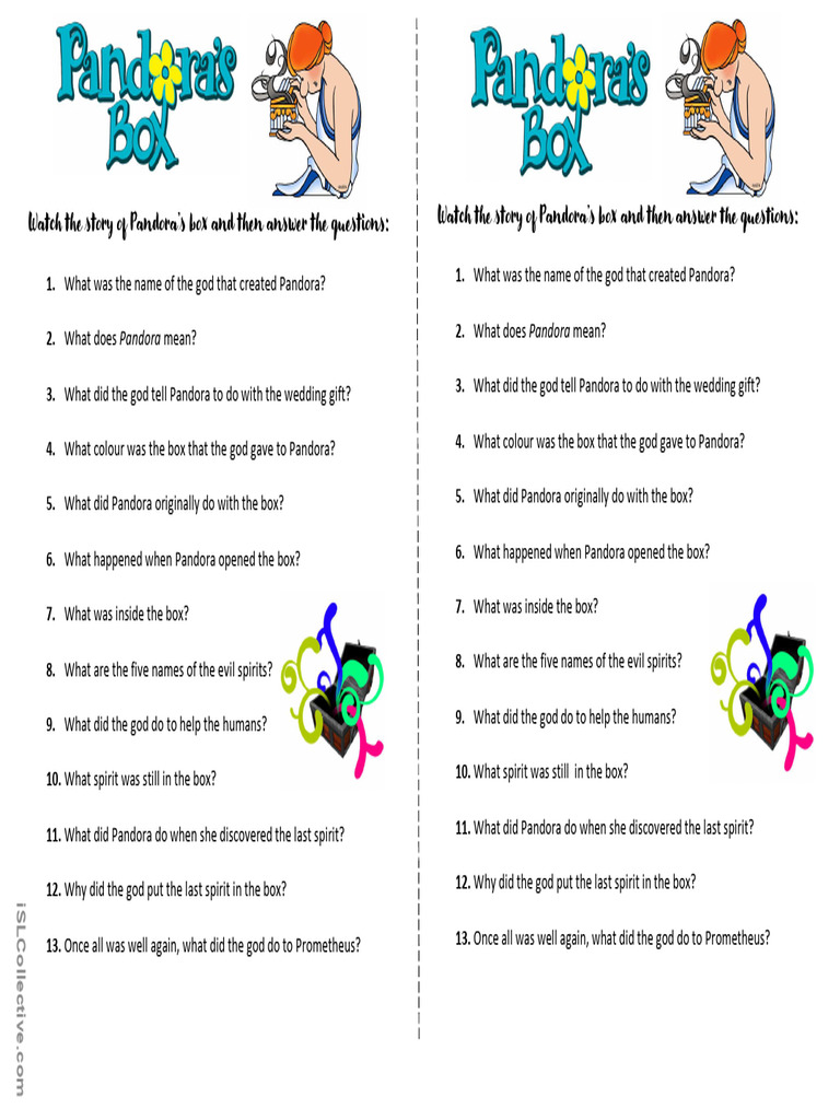 Myth of Pandora's Box - Video Worksheet | PDF