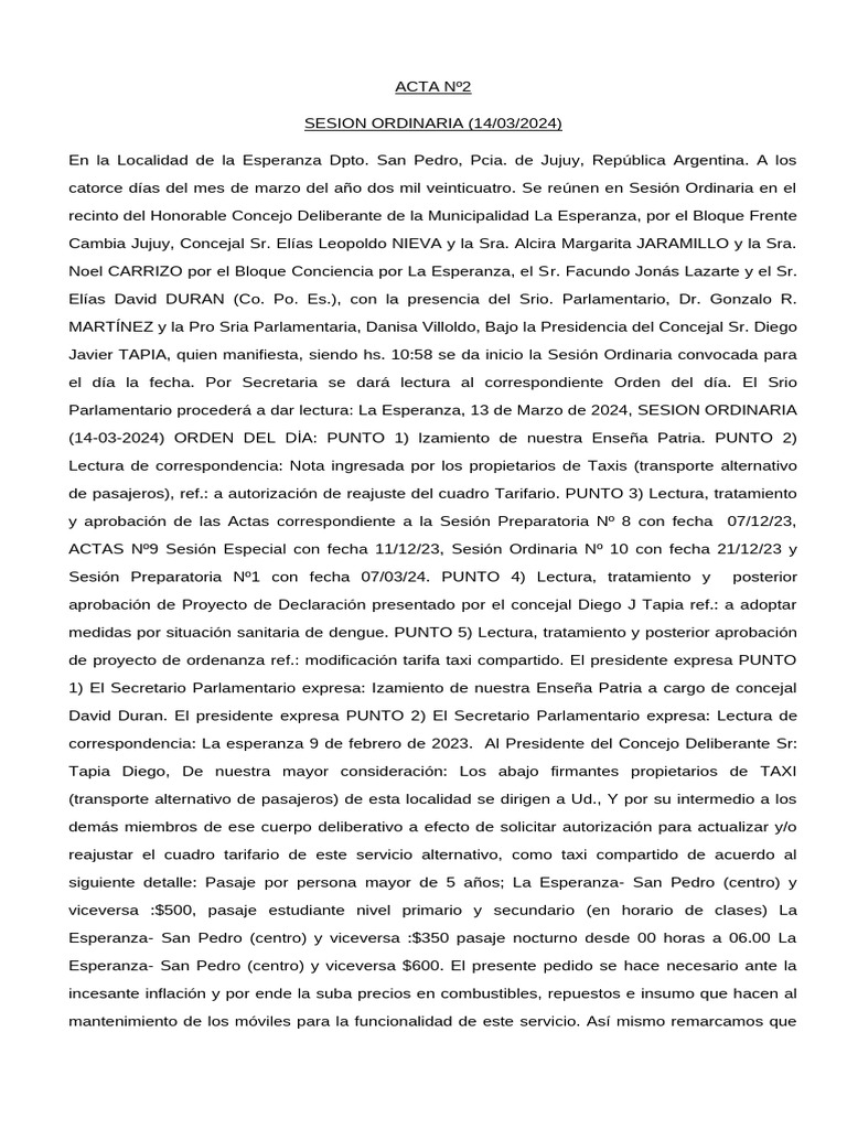 Acta N°2-2024 | PDF