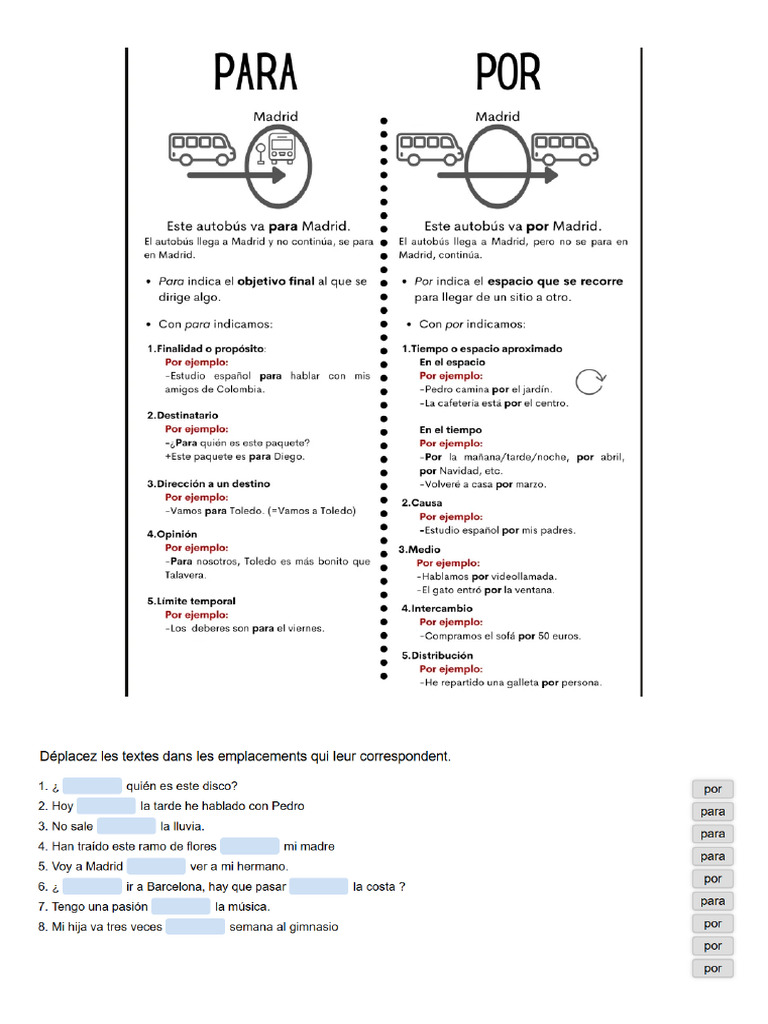 Cours Espagnol Por Vs para | PDF