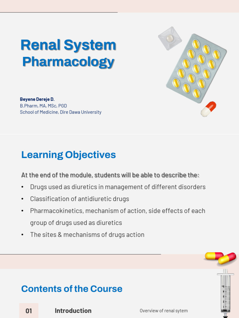 Renal System Pharmacology | PDF | Kidney