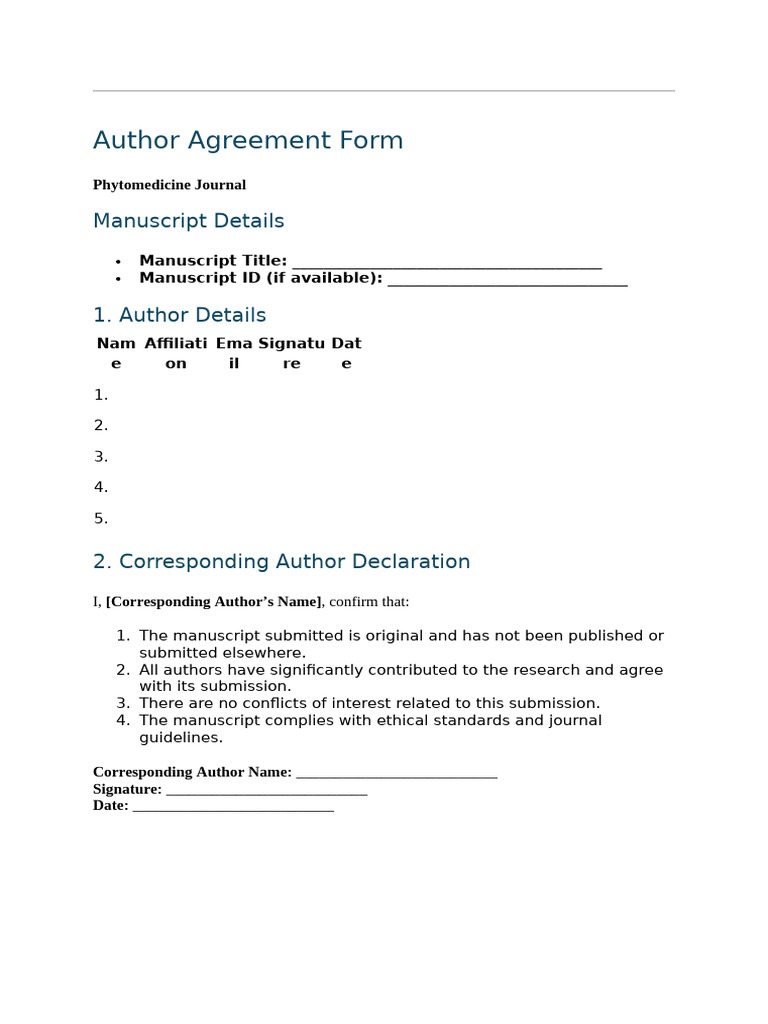 Author Agreement Form | PDF